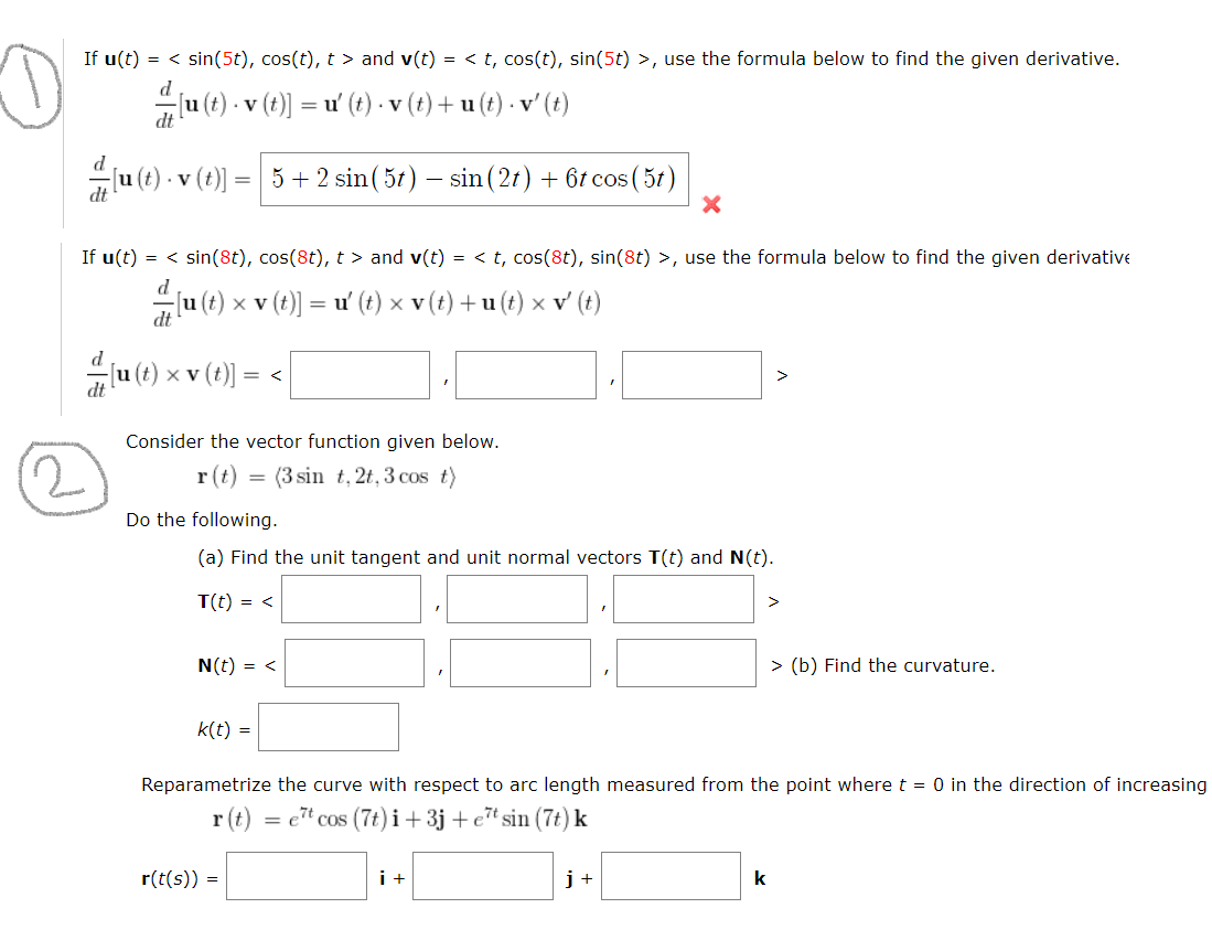 Solved D If u(t) = and v(t)
