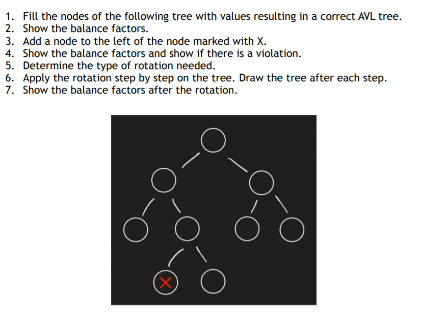 Solved 1. Fill the nodes of the following tree with values | Chegg.com