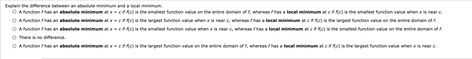 Solved Explain the difference between an absolute minimum | Chegg.com