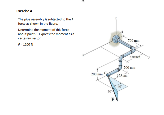 Solved The pipe assembly is subjected to the F force as | Chegg.com