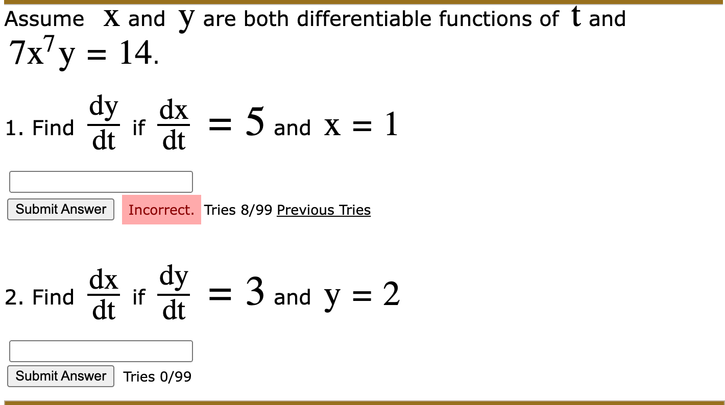 Solved Assume X and Y are both differentiable functions of t | Chegg.com