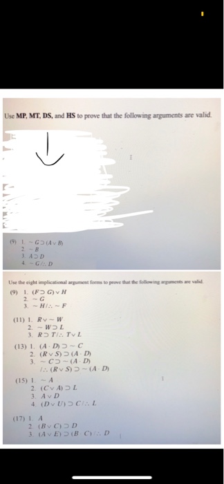 Solved Use MP, MT, DS, and HS to prove that the following | Chegg.com
