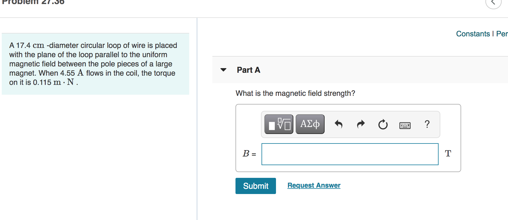 Solved Constants | Per A 17.4 cm -diameter circular loop of | Chegg.com
