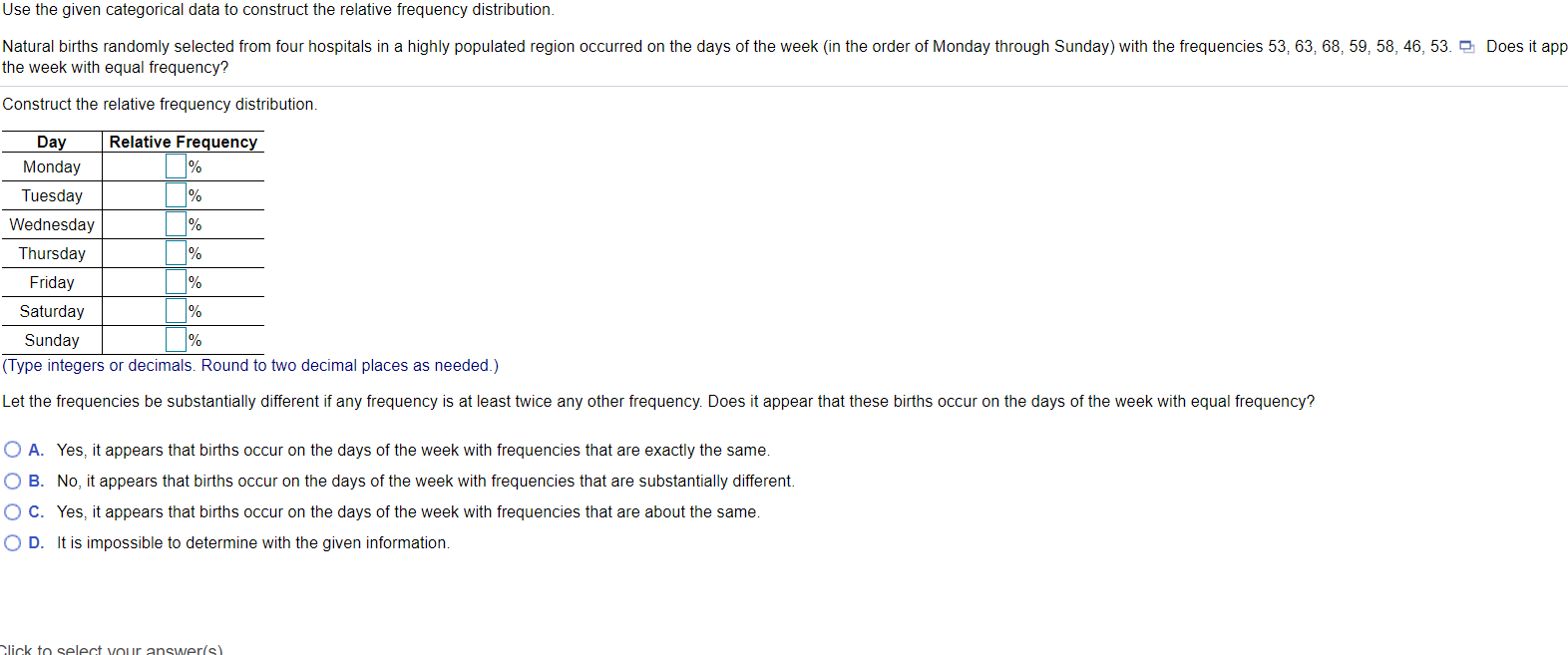 Solved Use the given categorical data to construct the | Chegg.com