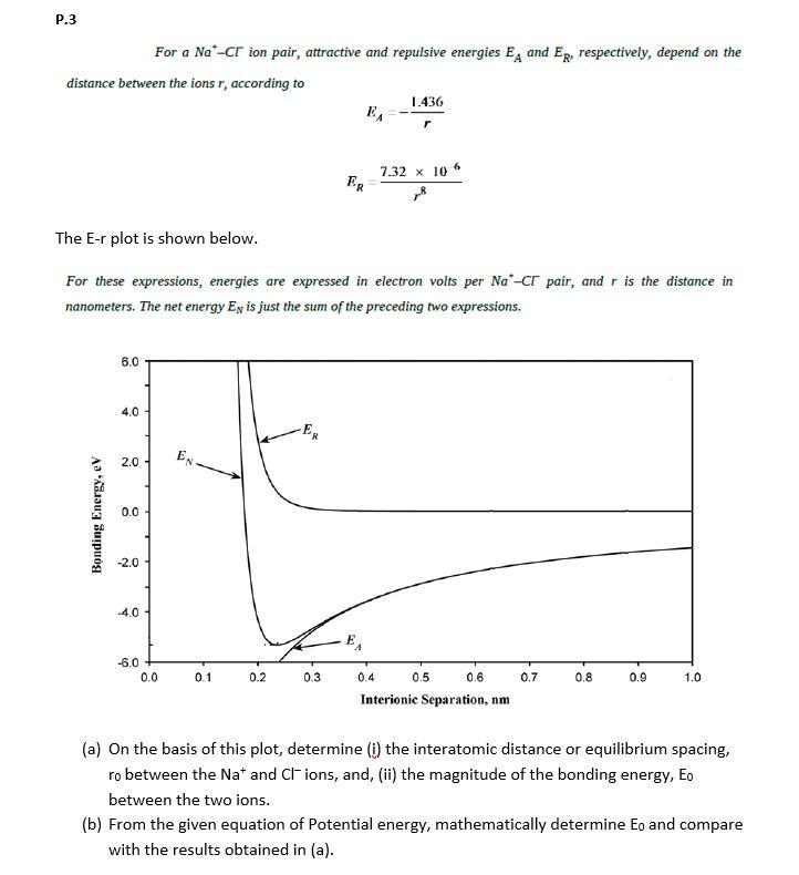 Solved P.3 For a Na-cr ion pair, attractive and repulsive | Chegg.com