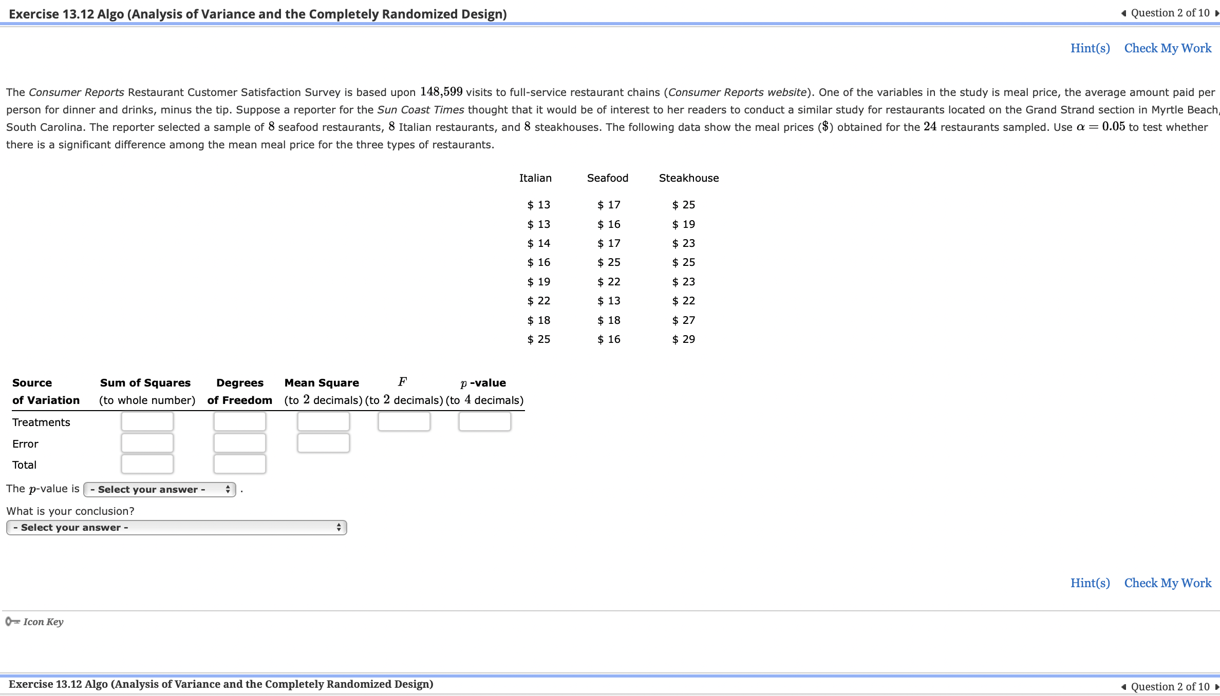 Solved Exercise 13.12 Algo (Analysis of Variance and the | Chegg.com