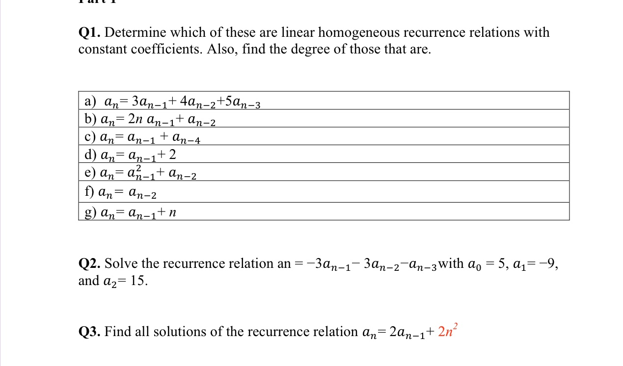 Solved Q1 Determine Which Of These Are Linear Homogeneous