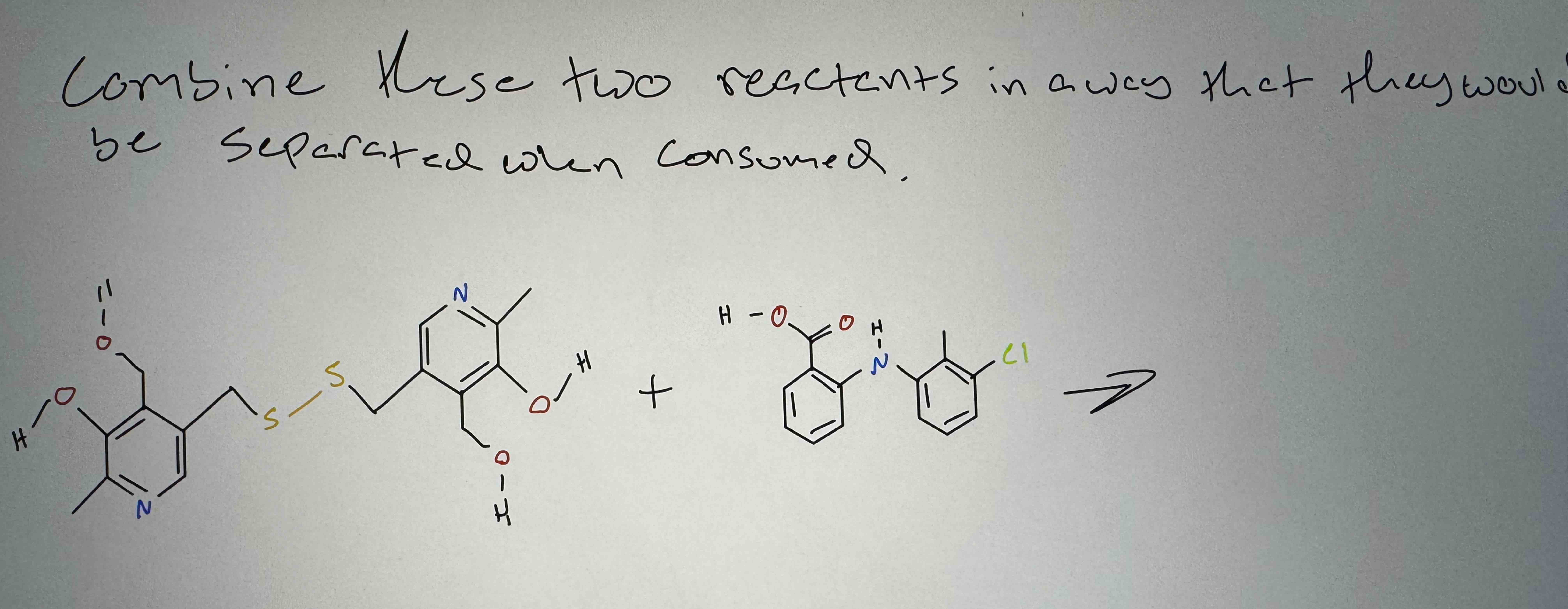 Solved Combine these two reactants in a way that they would | Chegg.com