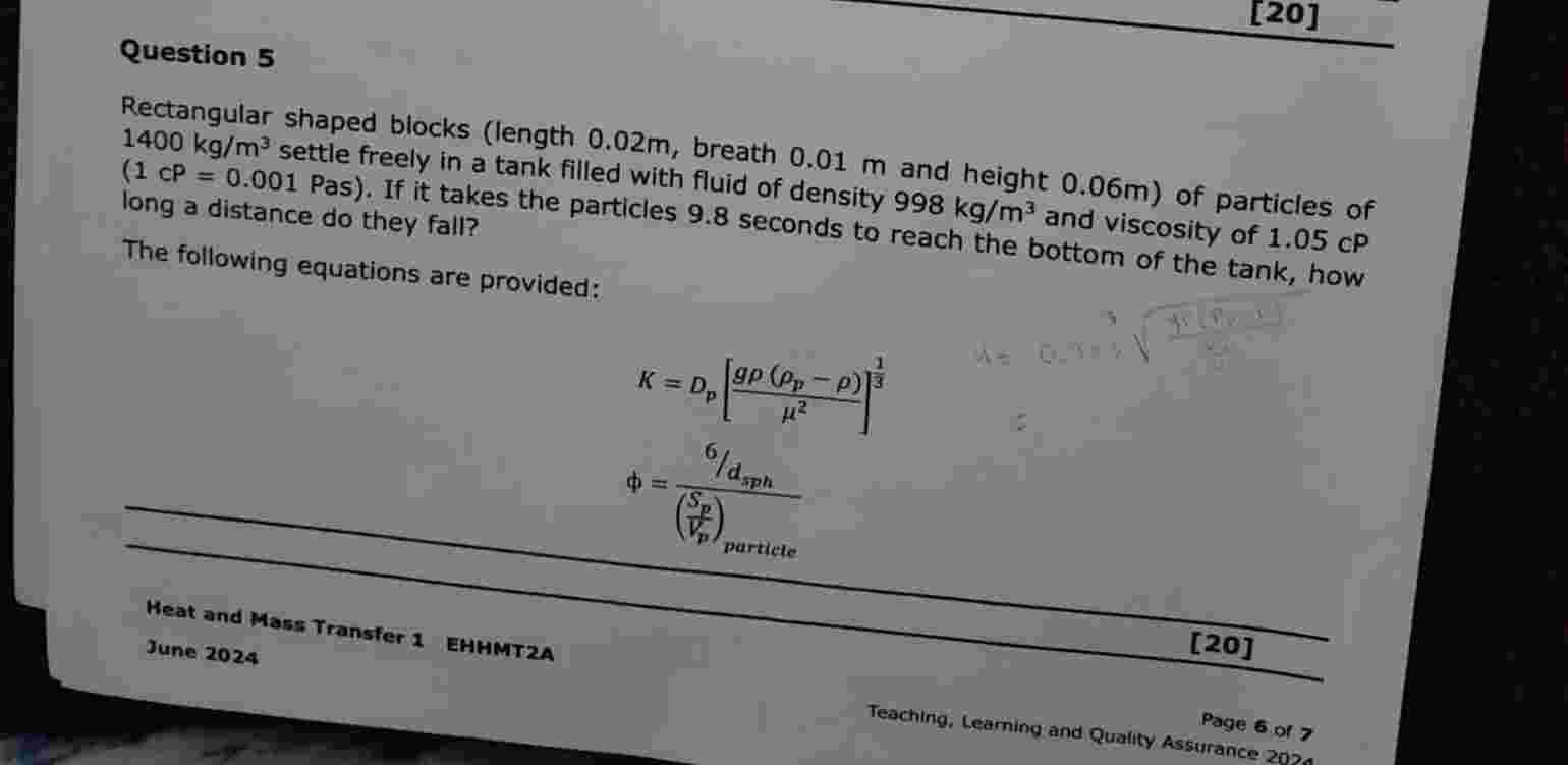 Solved Question 5Rectangular shaped blocks (length 0.02 m , | Chegg.com
