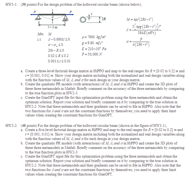 Solved HW3-1: (30 points) For the design problem of the | Chegg.com