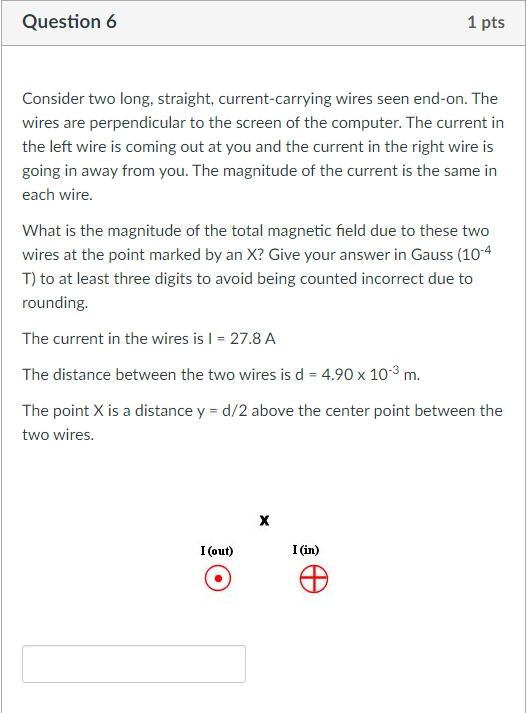 Solved Question 61 ﻿ptsConsider two long, straight, | Chegg.com