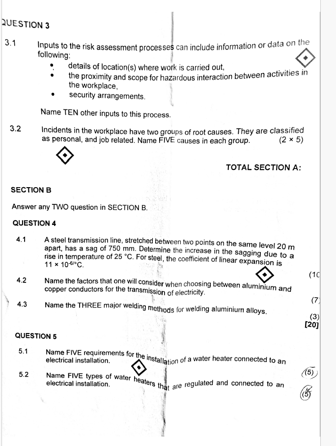 Solved QUESTION 3 3.1 ﻿Inputs to the risk assessment | Chegg.com