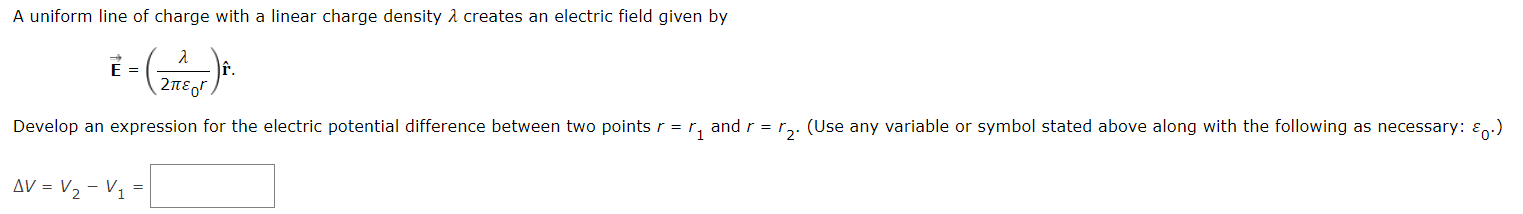 Solved A uniform line of charge with a linear charge density | Chegg.com