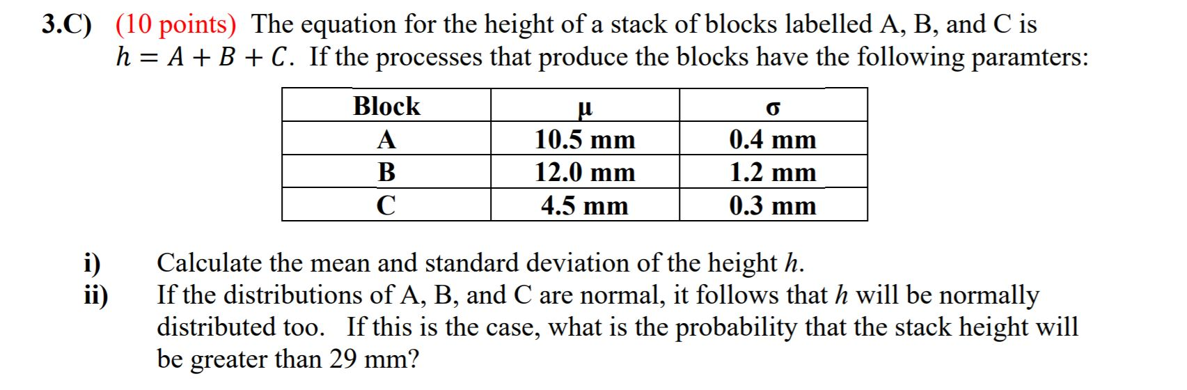 Solved 3.C) (10 points) The equation for the height of a | Chegg.com