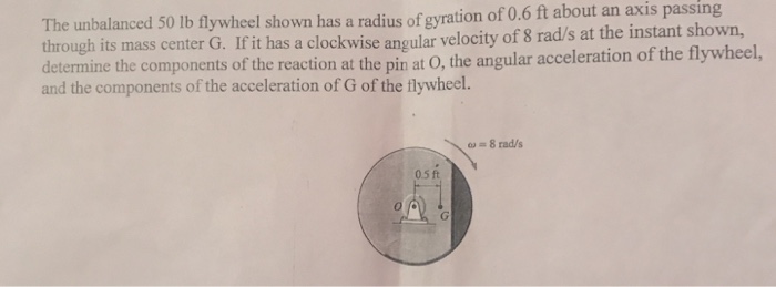 Solved The unbalanced 50 lb flywheel shown has a radius of | Chegg.com