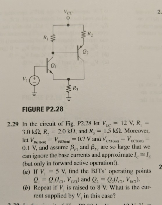 Solved 2. Vcc R1 V1 R3 FIGURE P2.28 12 V, R 2.29 In the | Chegg.com