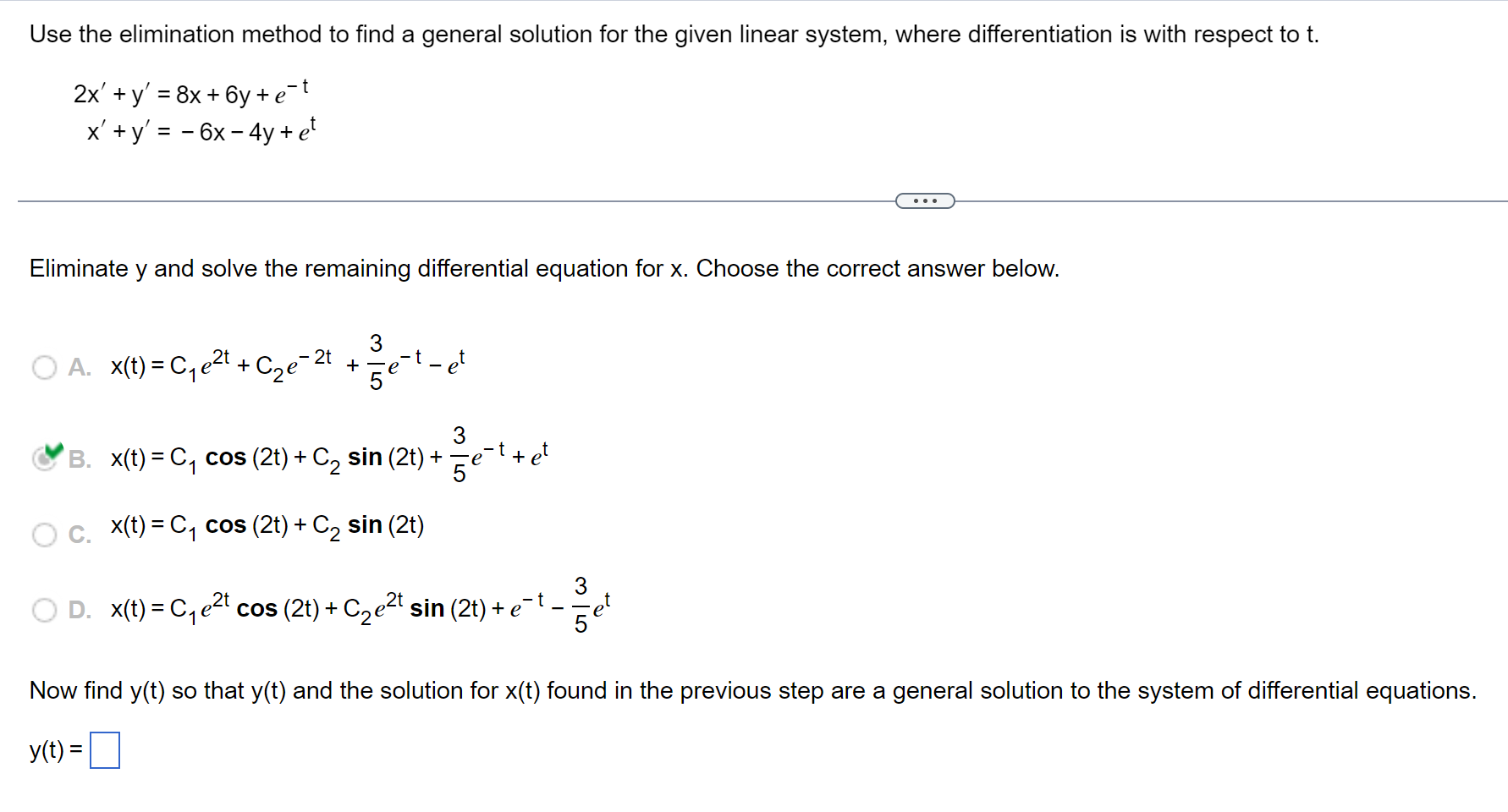 Solved Find a general solution of the linear system below. | Chegg.com