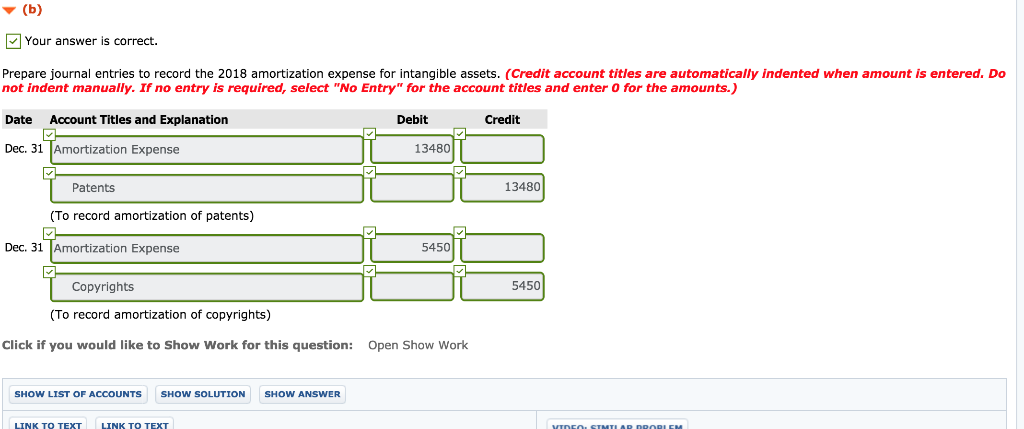 Solved Problem 9-5A (Part Level Submission) The intangible | Chegg.com