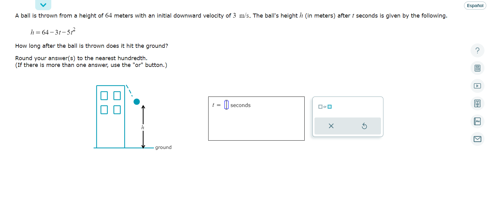Solved A ball is thrown from a height of 64 meters with an | Chegg.com