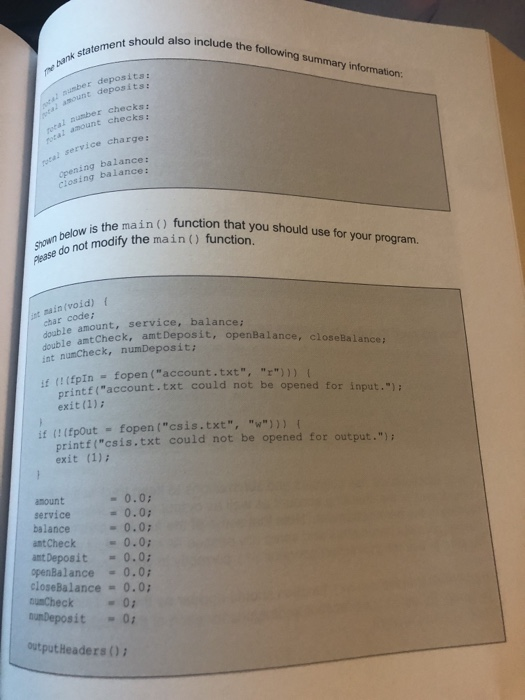 Solved Checking Account Lab account and outputs a bank | Chegg.com