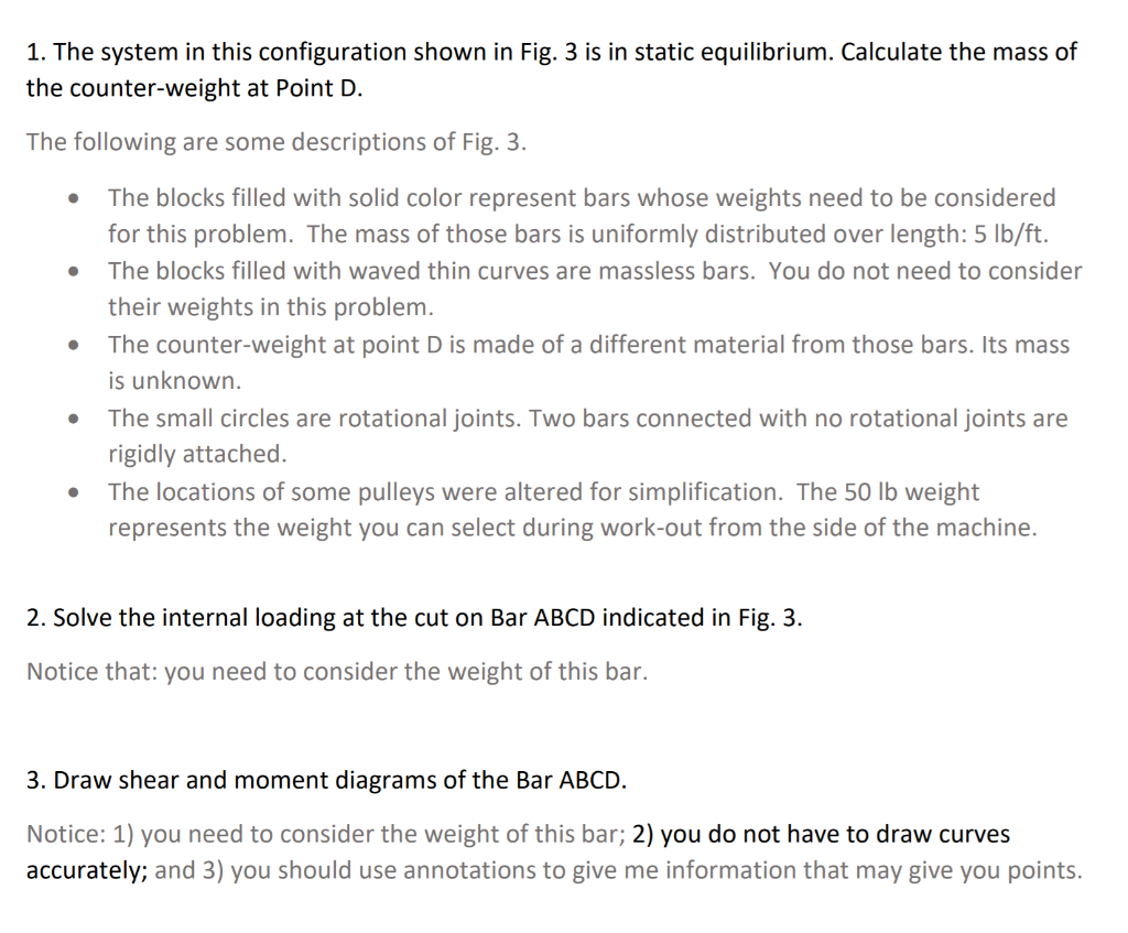 Statics Review Problem Fig. 1 is a machine I picked | Chegg.com