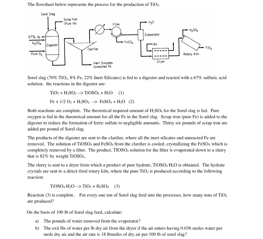 Solved The flowsheet below represents the process for the | Chegg.com