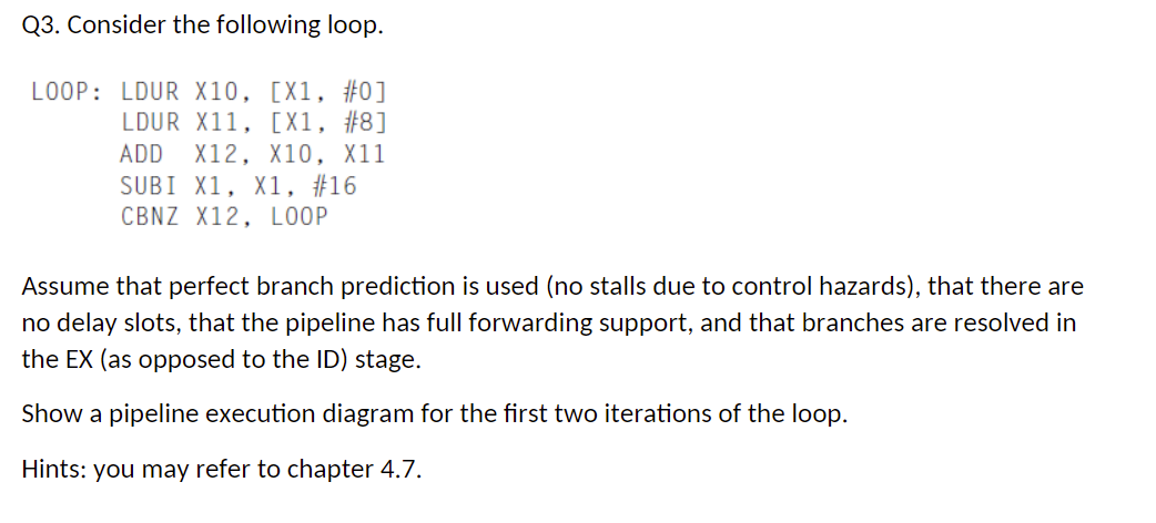Solved Q3. Consider the following loop. LOOP: LDUR | Chegg.com