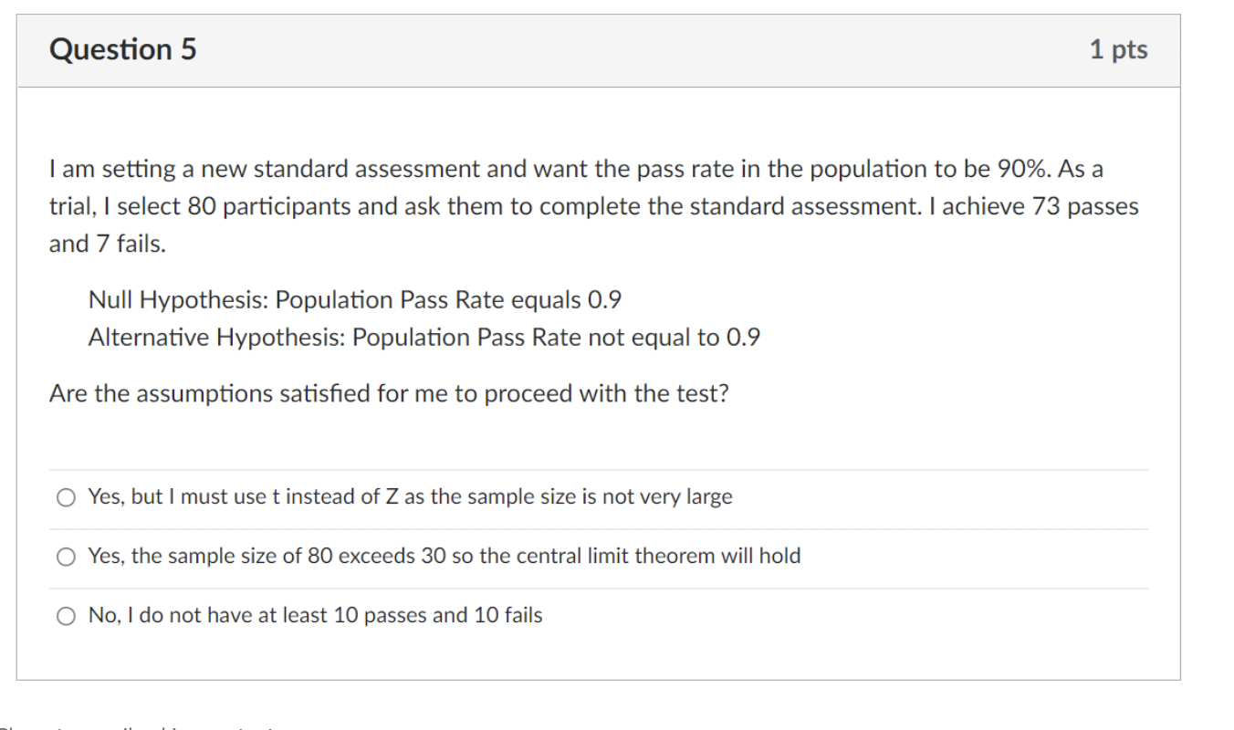 Solved Question 5 1 pts I am setting a new standard | Chegg.com