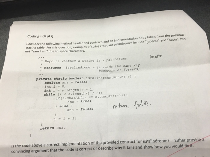 Solved Consider the following method header and contract, | Chegg.com