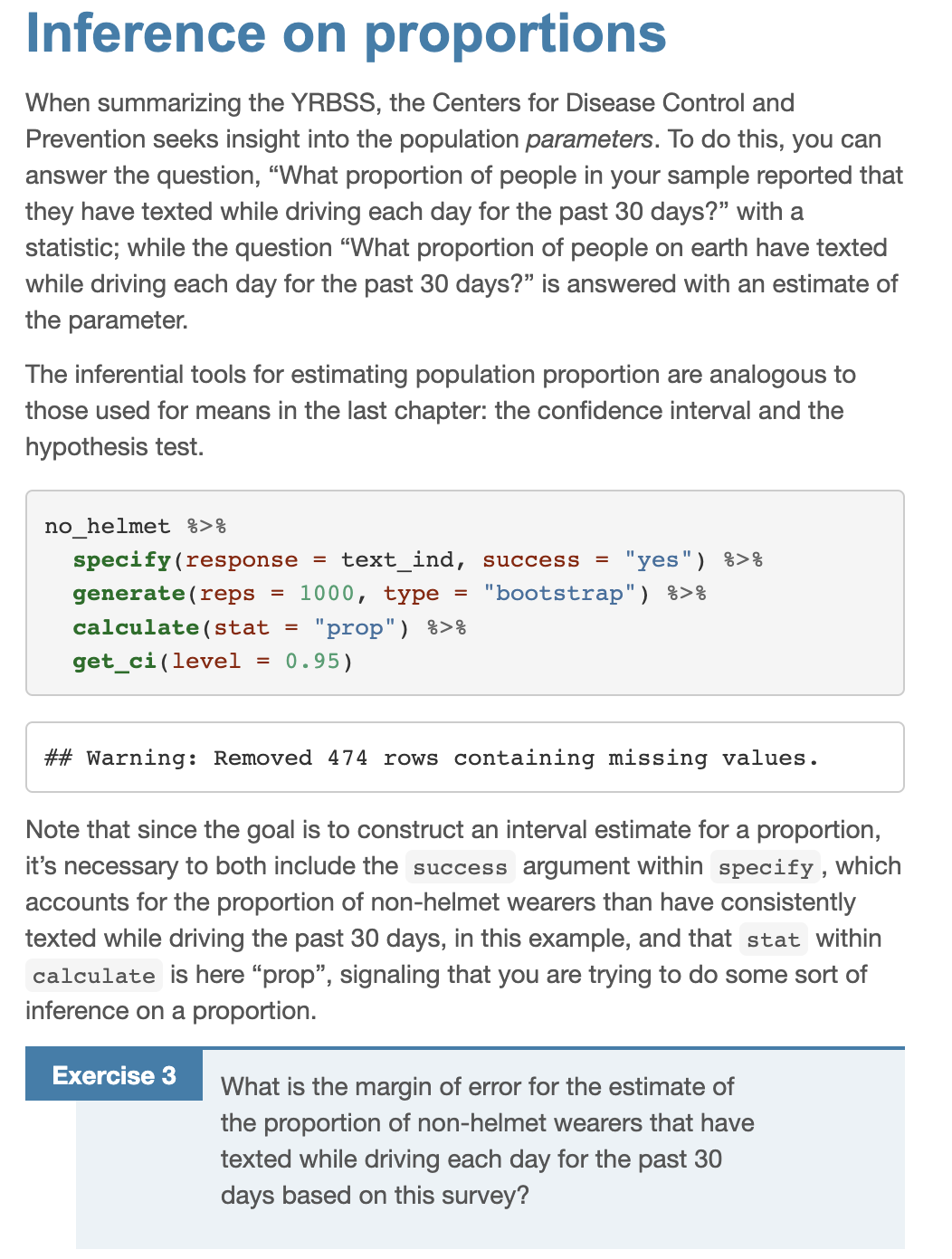 Use R language please 3.4% of high schoolers texted | Chegg.com