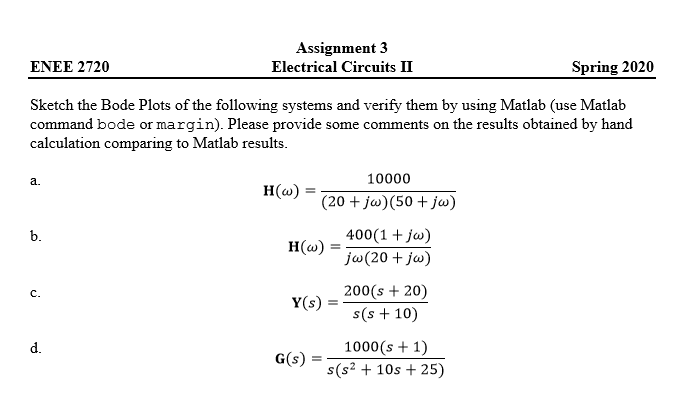 Solved Assignment 3 Electrical Circuits II ENEE 2720 Spring | Chegg.com