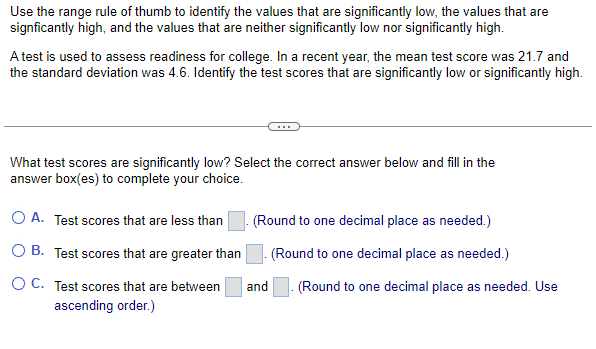 Solved Use the range rule of thumb to identify the values | Chegg.com