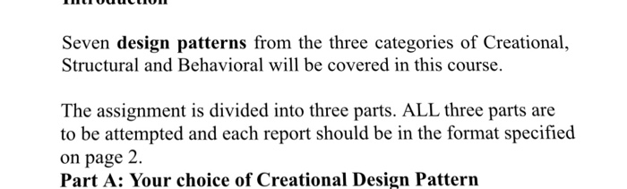 Solved Seven design patterns from the three categories of | Chegg.com