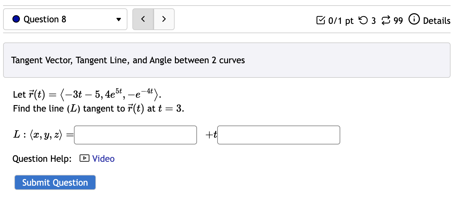 Solved Tangent Vector, Tangent Line, and Angle between 2 | Chegg.com