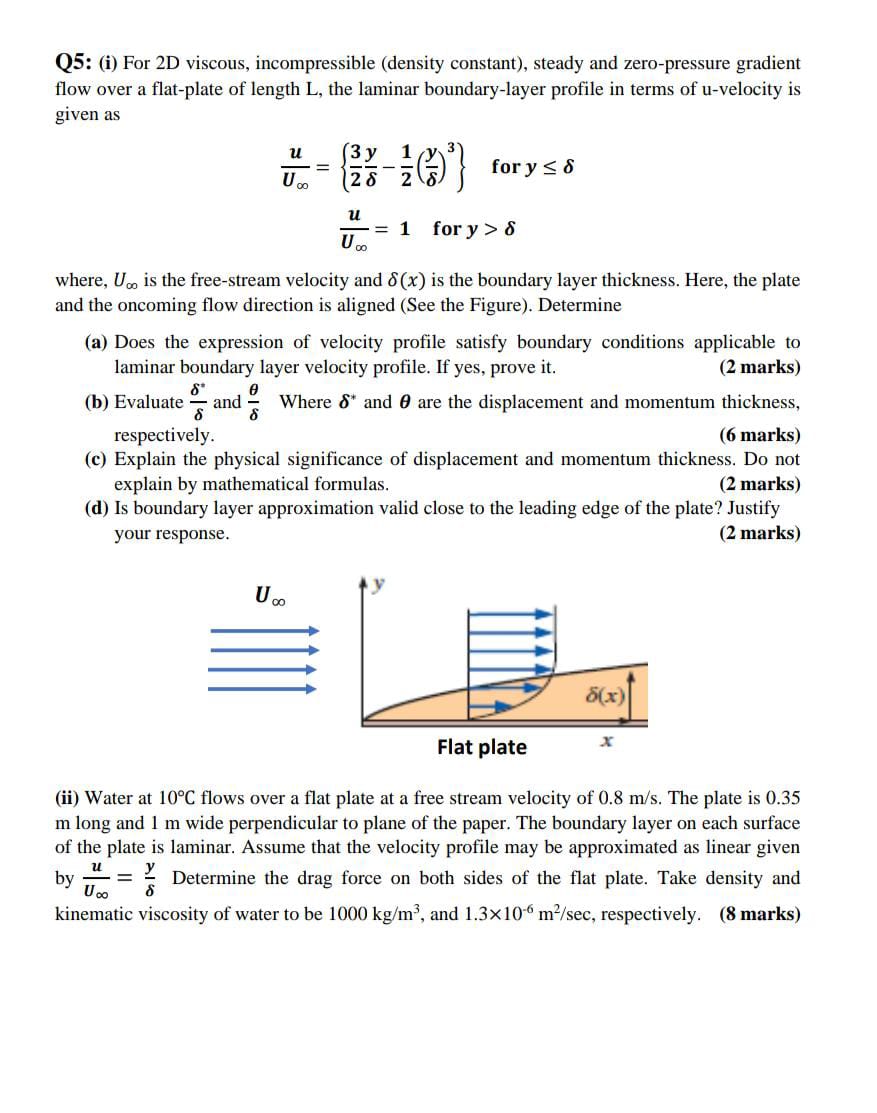 Solved Q5: (i) ﻿For 2D ﻿viscous, incompressible (density | Chegg.com