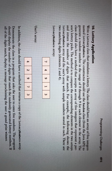 Solved Challenges 491 10. Lottery Application Write a | Chegg.com
