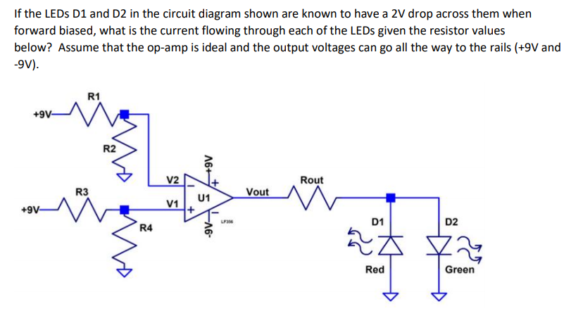 Solved If the LEDs D1 and D2 in the circuit diagram shown | Chegg.com