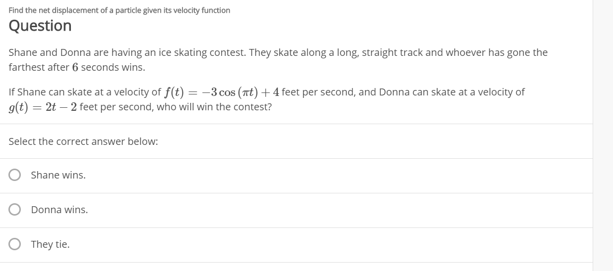 Solved Find the net displacement of a particle given its | Chegg.com