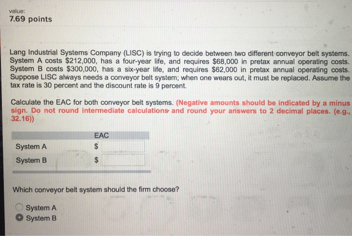 Solved Lang Industrial Systems Company (LISC) is trying to | Chegg.com Solved Lang Industrial Systems Company (LISC) is trying to | Chegg.com