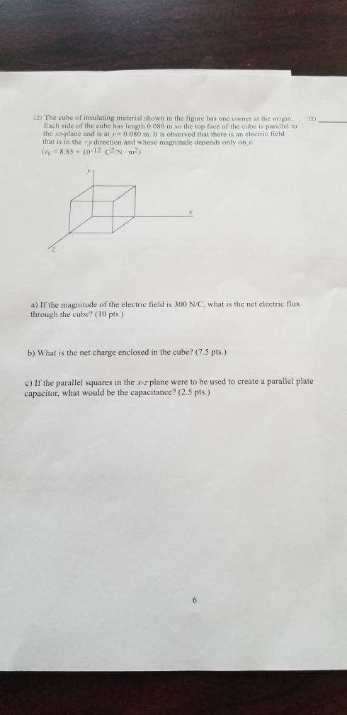 Solved 12) The cube of insulating material shown in the | Chegg.com