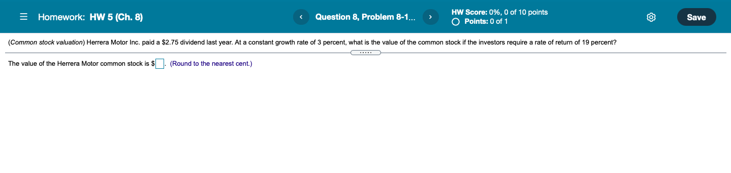 Solved = Homework: HW 5 (Ch. 8) Question 8, Problem 8-1... | Chegg.com