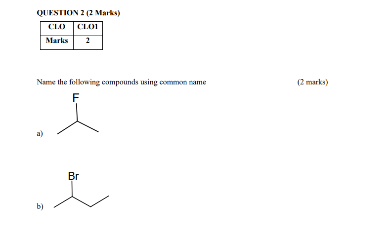 Solved QUESTION 2 (2 Marks) CLO CLO1 Marks 2 (2 marks) Name | Chegg.com