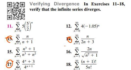 Solved Verifying Divergence In Exercises 11-18, , verify | Chegg.com