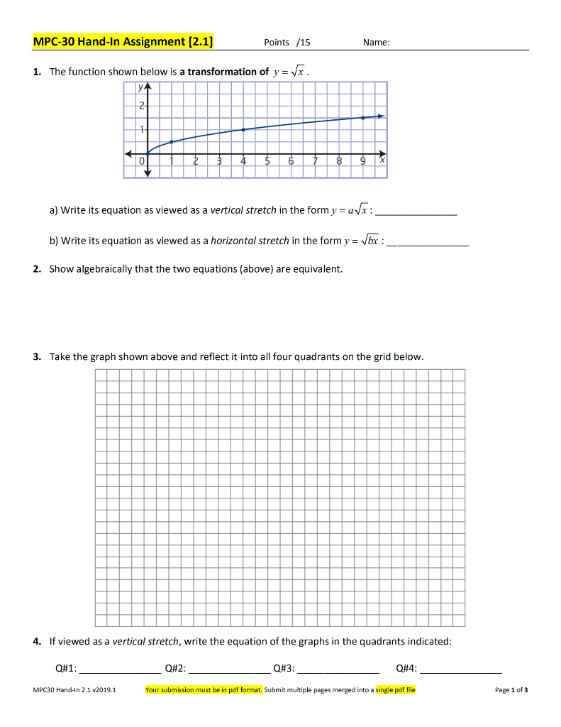 Solved MPC-30 Hand-In Assignment [2.1] Points /15 Name: 1. | Chegg.com