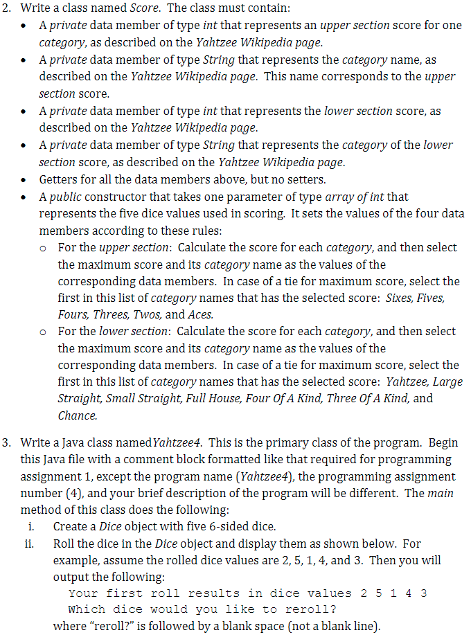 Solved 1. Write a class named Dice. The class must contain: | Chegg.com