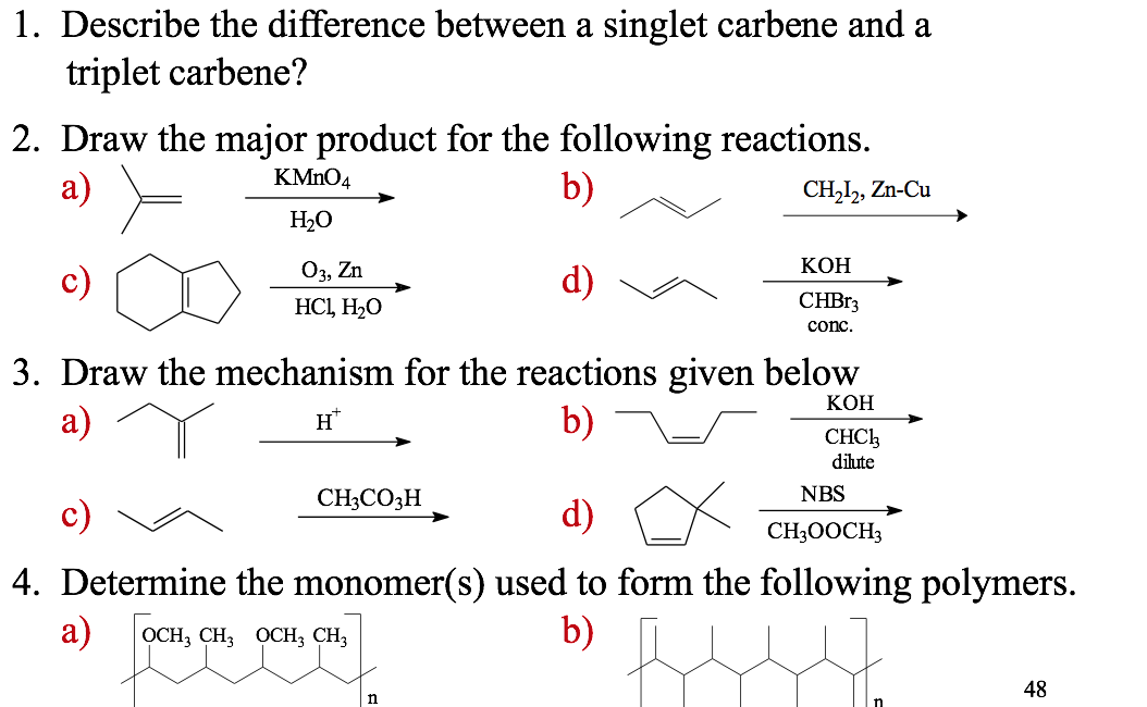 Solved 1. Describe the difference between a singlet carbene | Chegg.com Solved 1. Describe the difference between a singlet carbene | Chegg.com