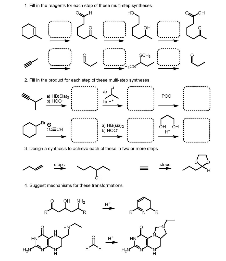 Solved 1. Fill in the reagents for each step of these | Chegg.com