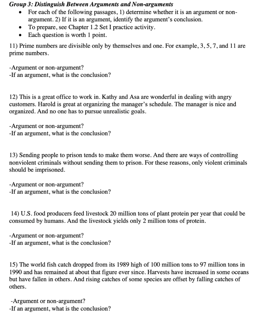 Solved Group 3: Distinguish Between Arguments and | Chegg.com