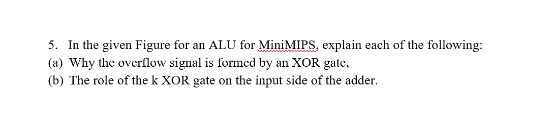 Solved 5. In the given Figure for an ALU for MiniMIPS, | Chegg.com
