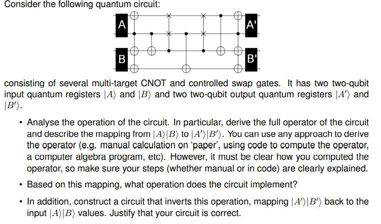 Solved Consider the following quantum circuit: consisting of | Chegg.com